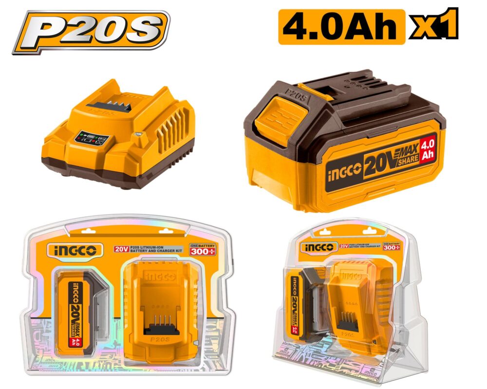 كومبو بطاريه 20 فولت 4 امبير وشاحن انكو – FBCPK1214 – TOOL TECH